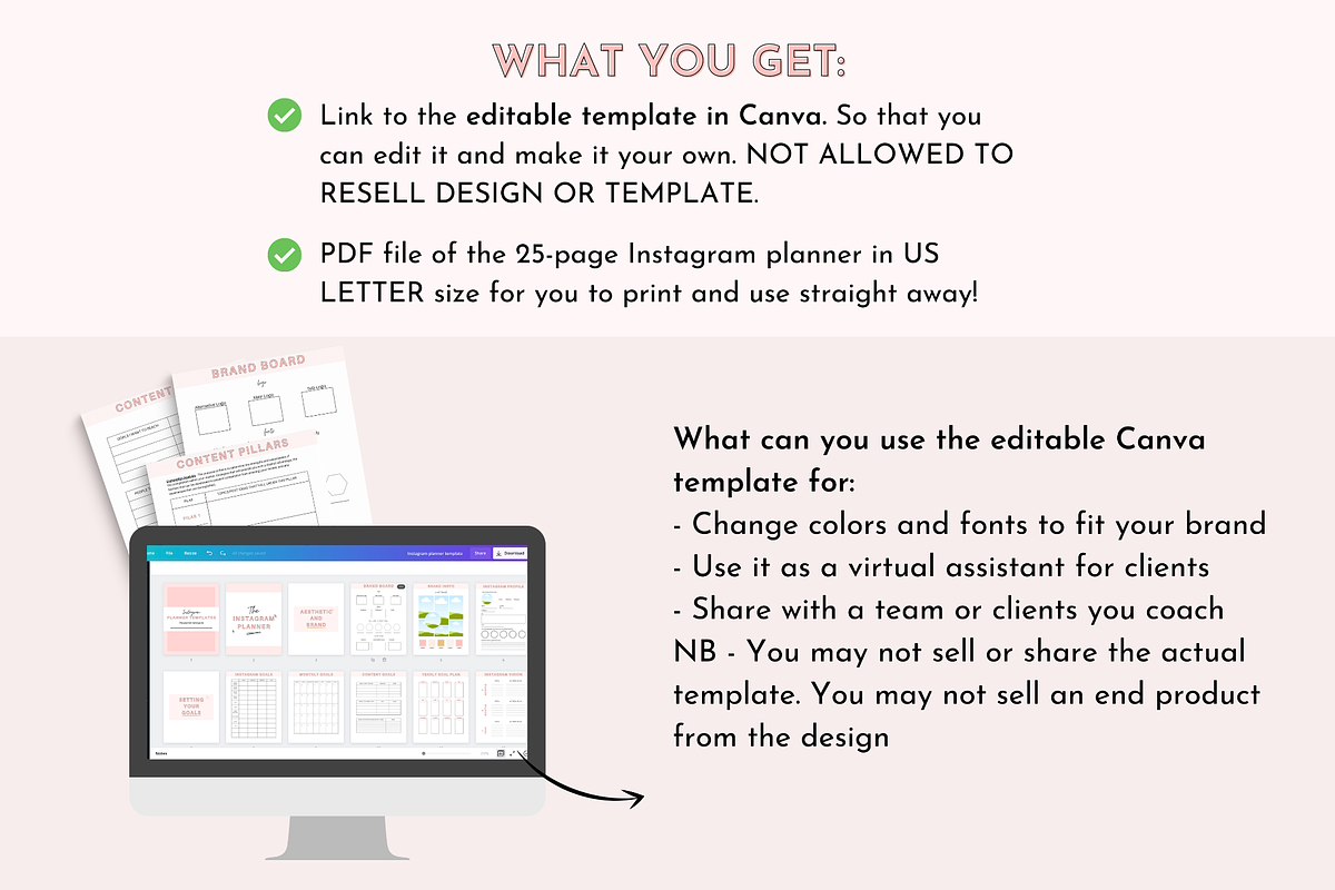 Instagram planner template Canva, a Social Media Template by Cate Creates