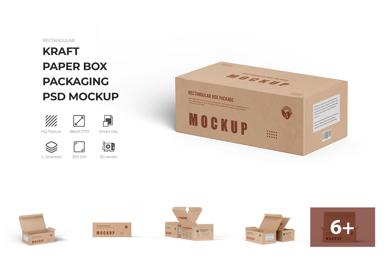 Kraft Cardboard Paper Box Mockup, a Packaging Mockup by Ram Studio