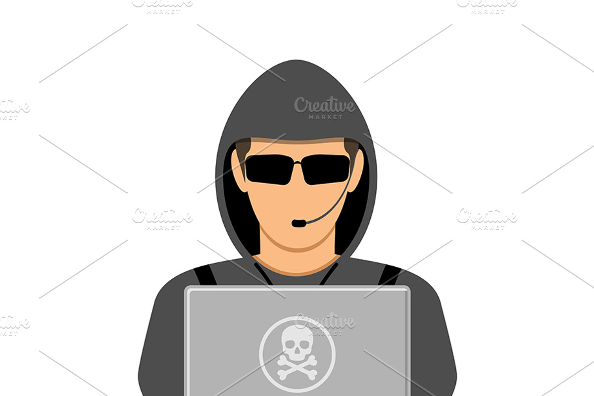 Cyber Crime Concept with Hacker, a Person Illustration by TAlex