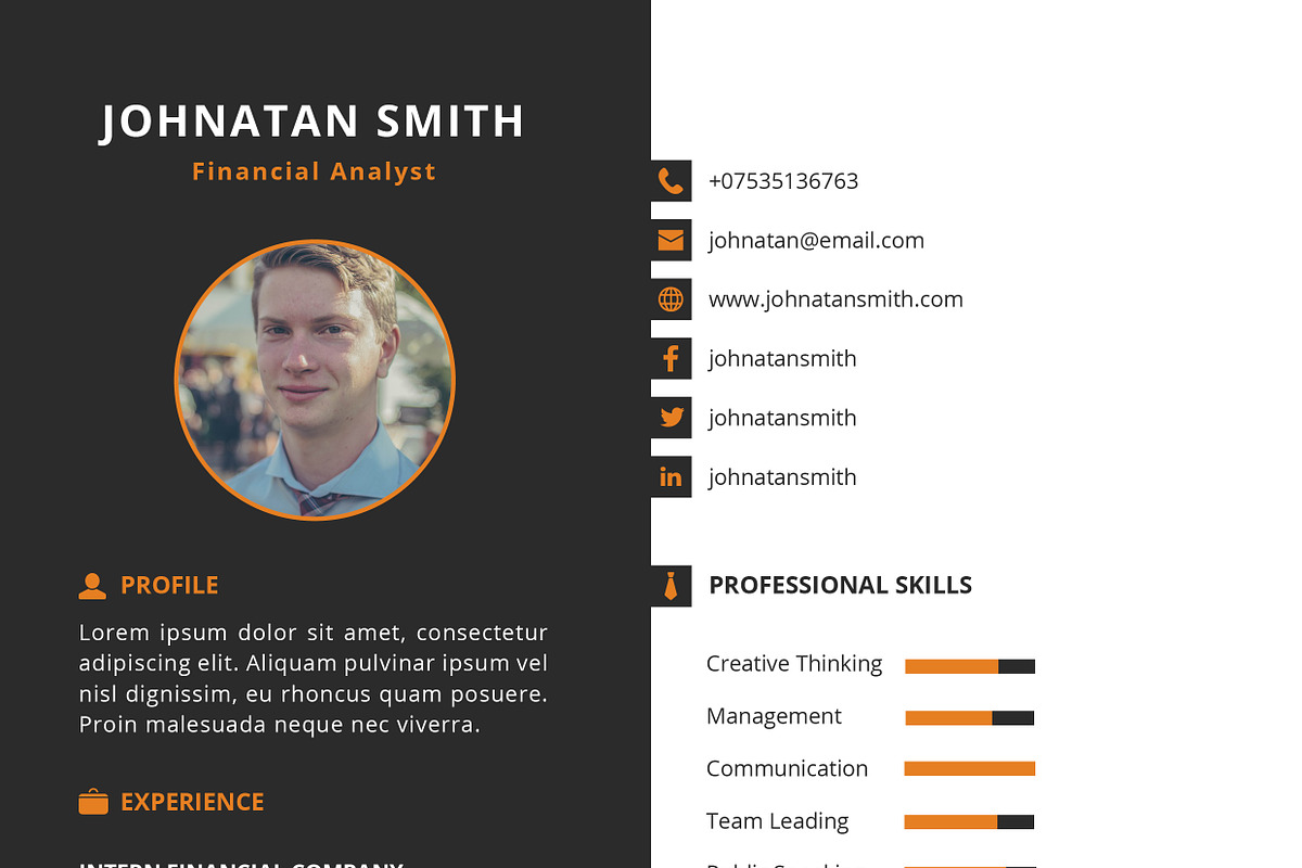 Modern Resume Template vol.2, a Resume Template by Carlos Fernando