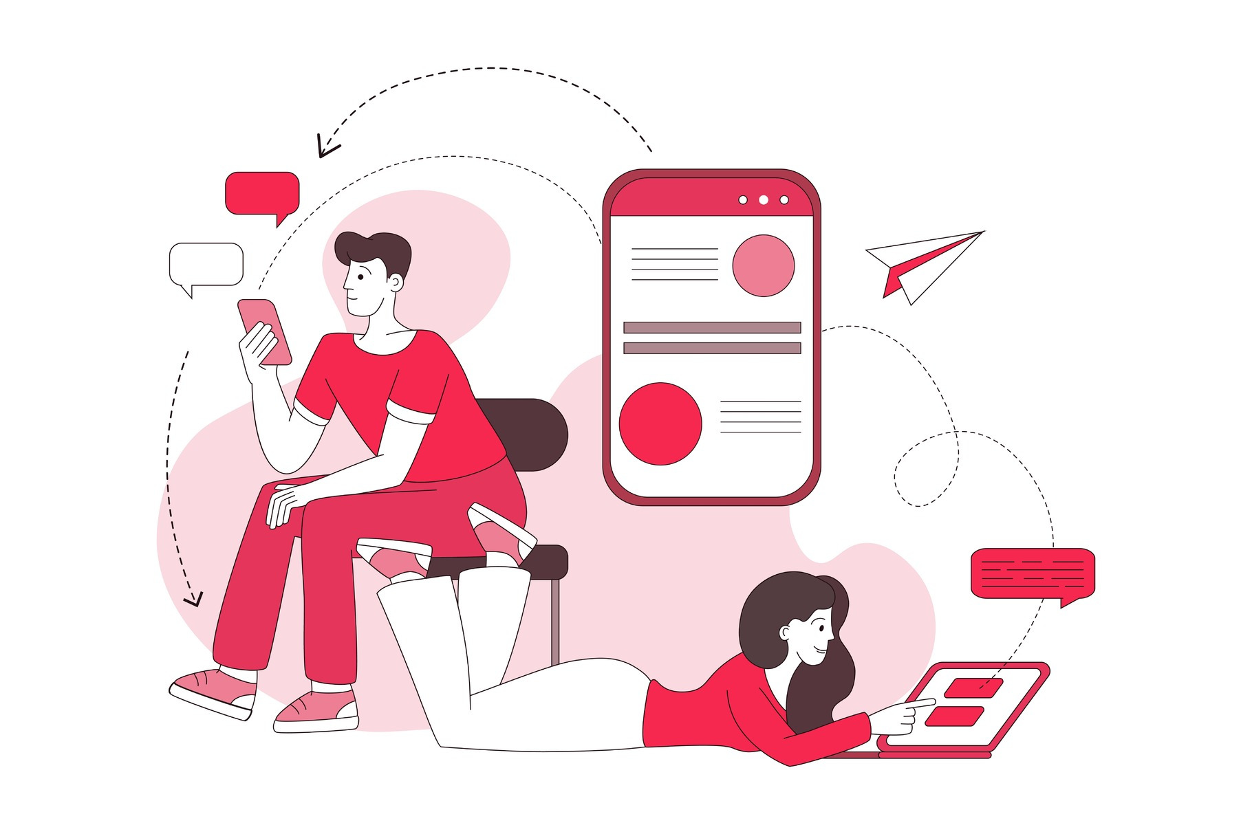 Couple chatting linear color, a Technology Illustration by Pavlo ...