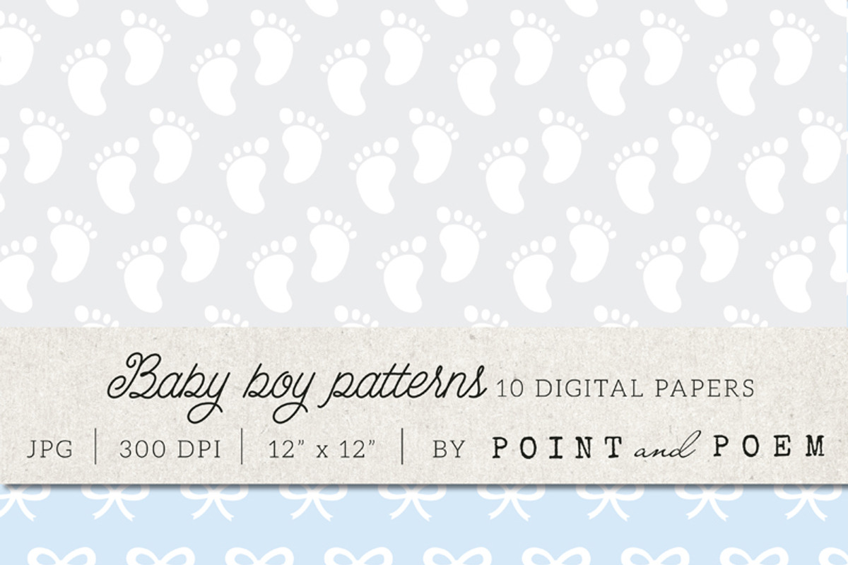 Baby Boy Digital Paper, a Pattern Graphic by Point and Poem