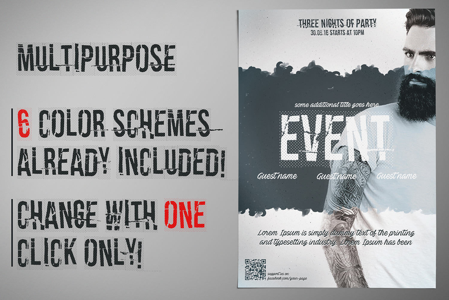 Flyer Template 6 Color Schemes, a Flyer Template by Tzochko