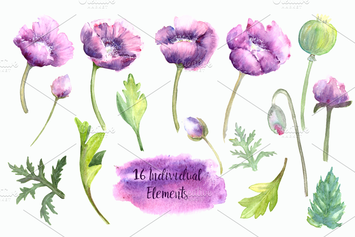Watercolor Purple Summer Clipart Set, an Object Graphic by Tati Bordiu