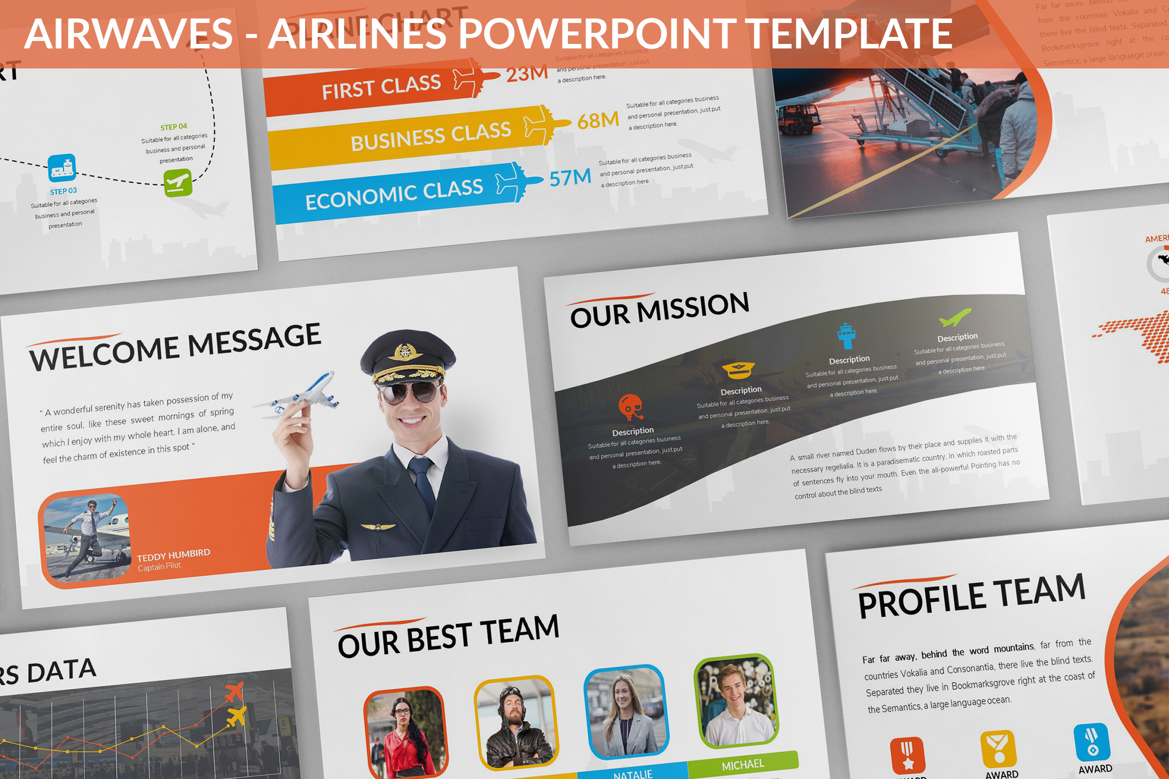 Airwaves - Airlines Powerpoint, a Presentation Template by SlideFactory