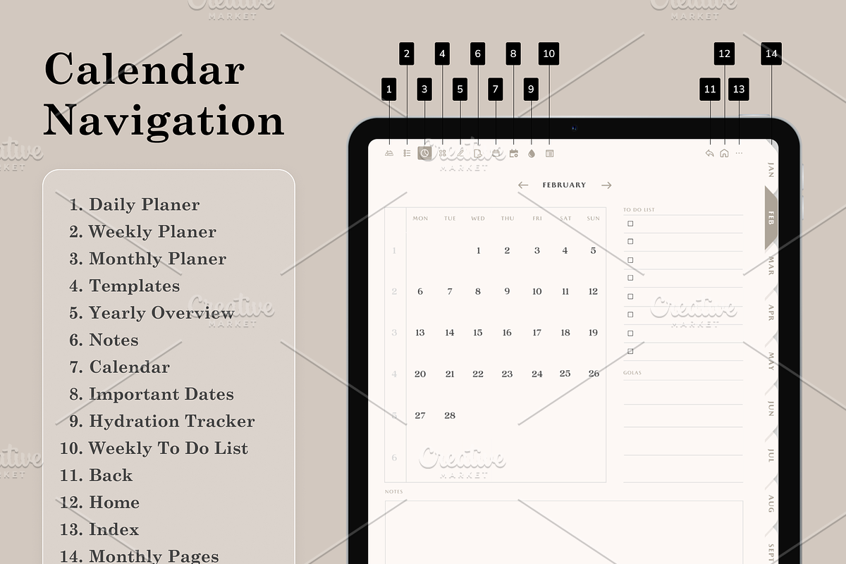 Boho Minimalism Digital Planner, a Templates & Theme by Digital_Mind
