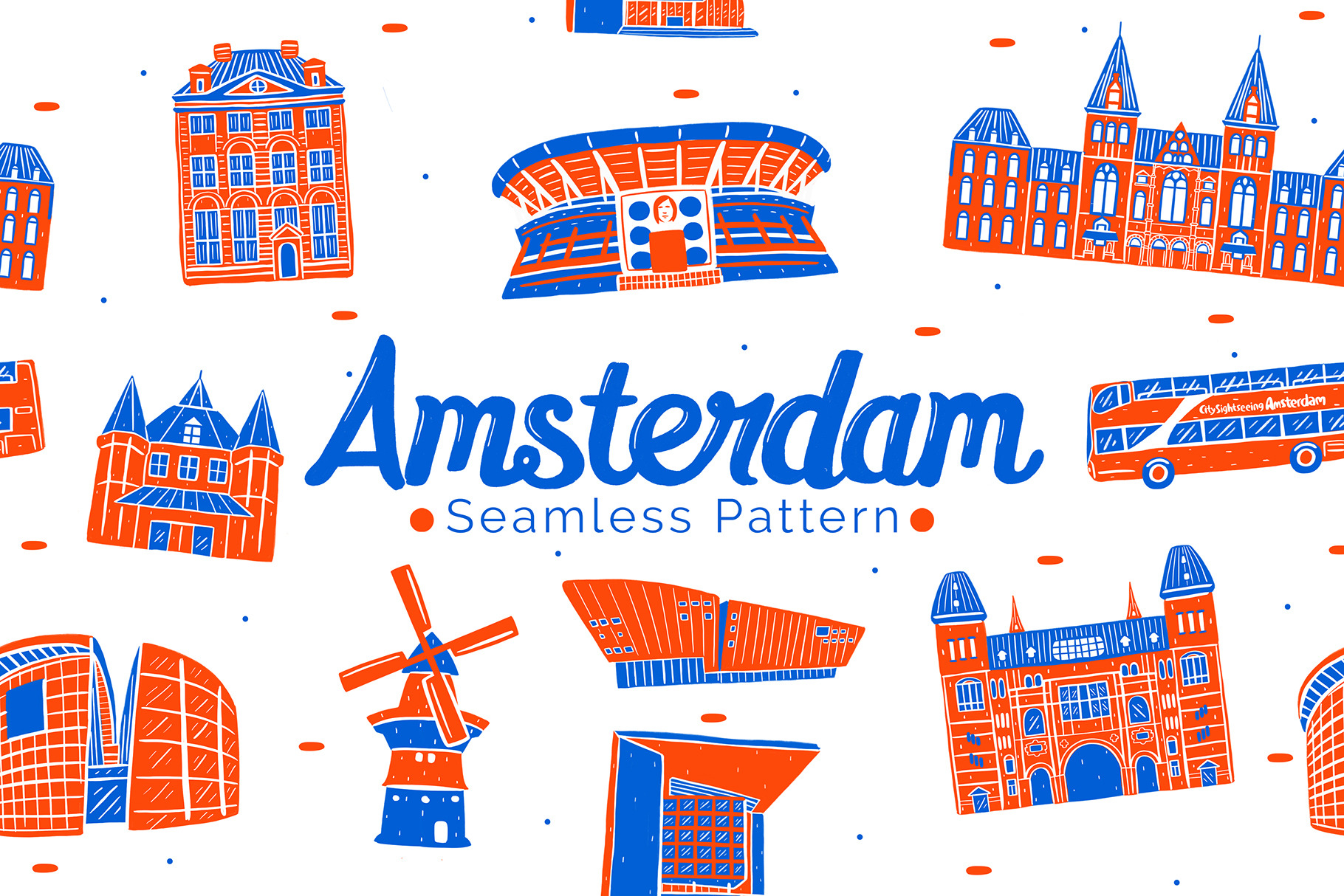 Amsterdam Seamless Pattern, a Pattern Graphic by MEDZ