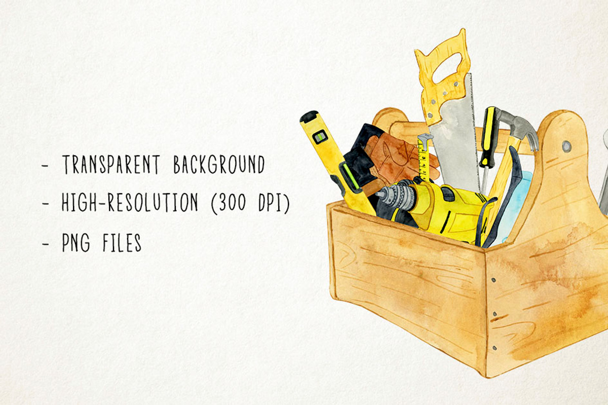 Watercolor Tools Clipart, Toolbox, an Illustration by Paulaparaula ...