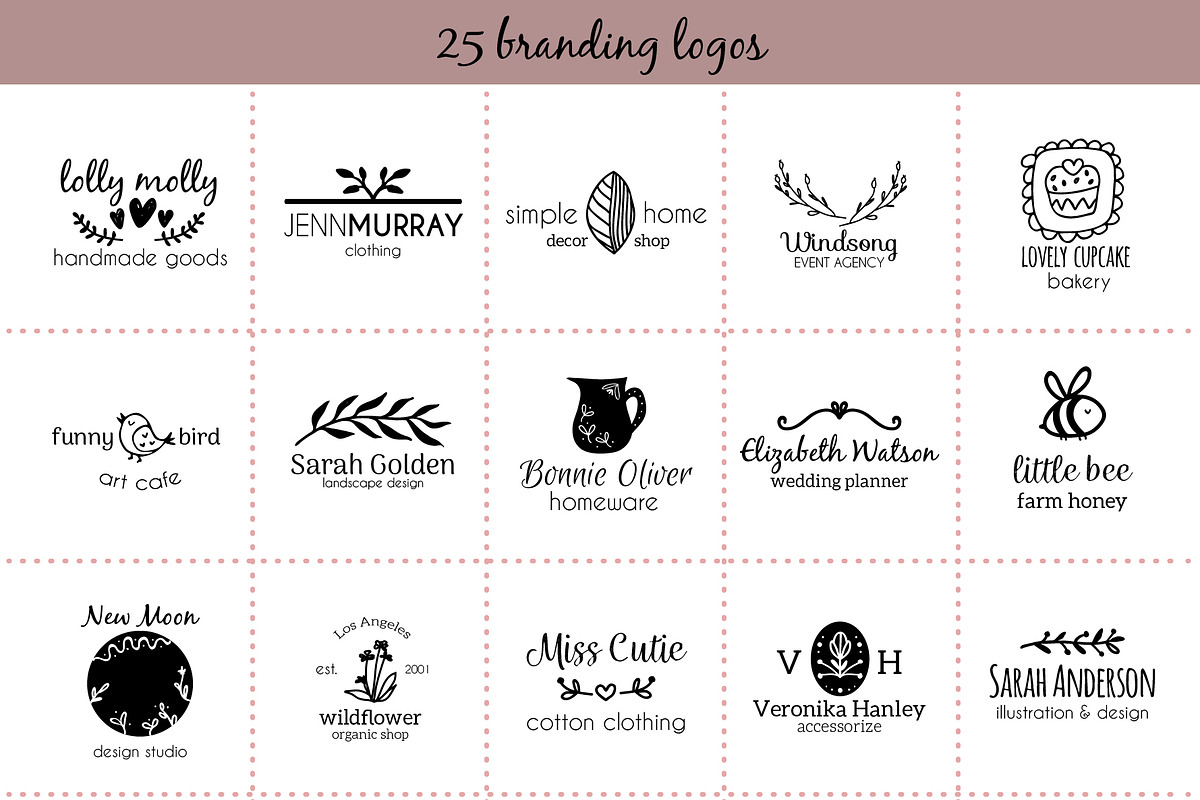 25 premade logo designs, a Branding & Logo Template by Cozy pattern shop