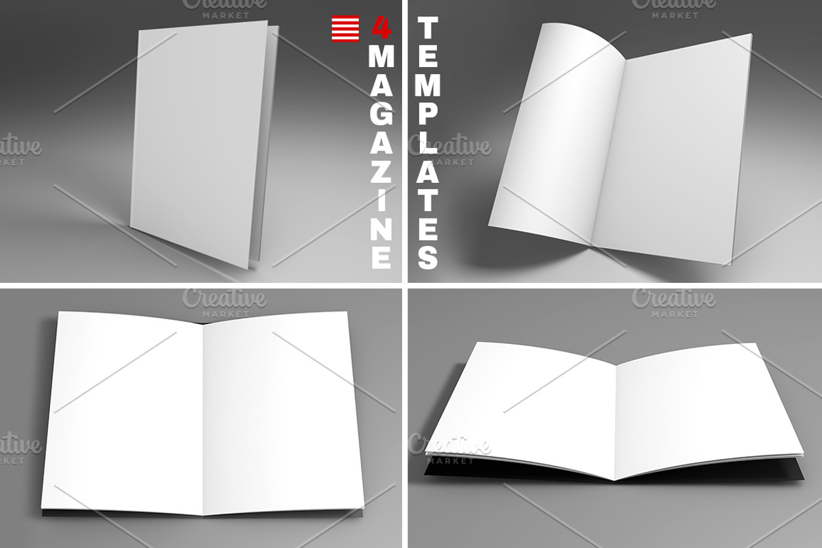 4 Magazine Templates, an Object Graphic by 3D Graphics Shop