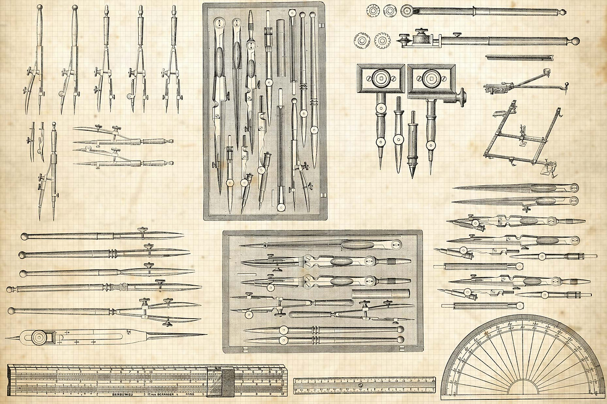 MATH & DRAWING INSTRUMENTS + 4 BONUS, an Object Graphic by Benjamin ...