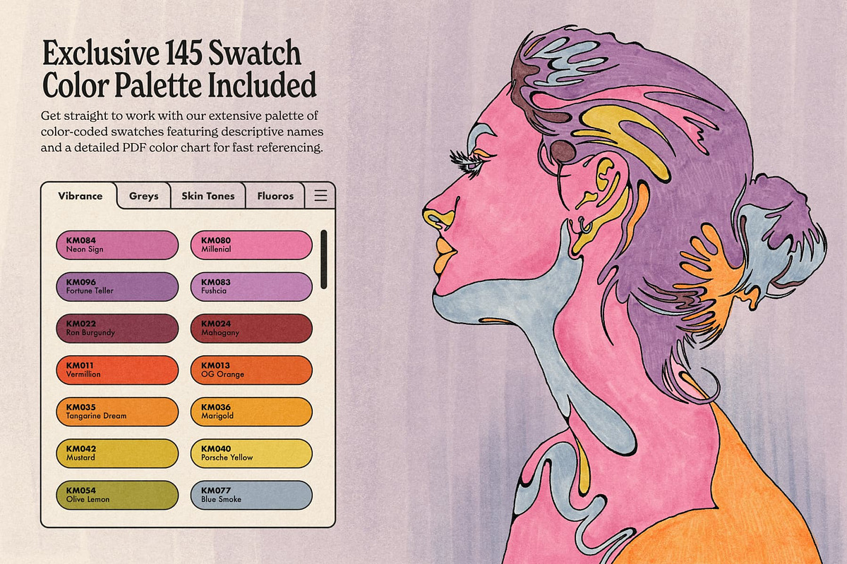 KolorMarc Markers for Procreate, a Brush Add-On by True Grit Texture Supply