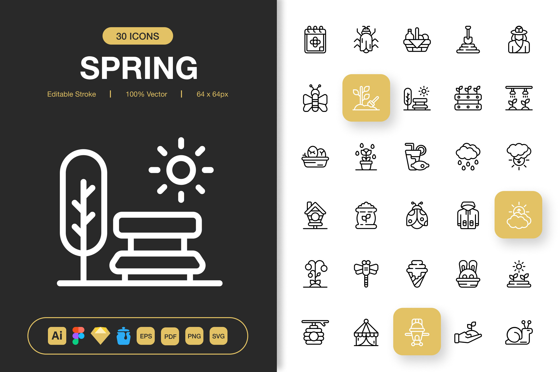 Spring Icons, an Outline Icon by Spacepixel Creative