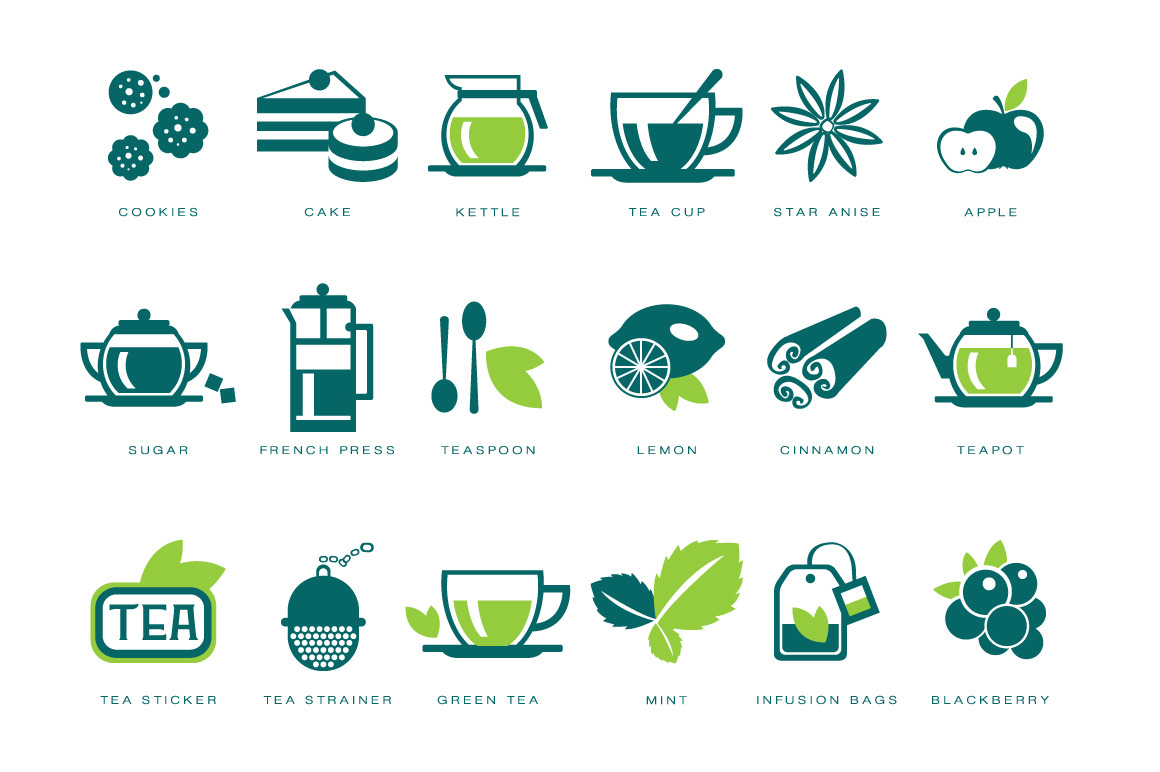 Tea party, tea icons, an Icon by TopVectors