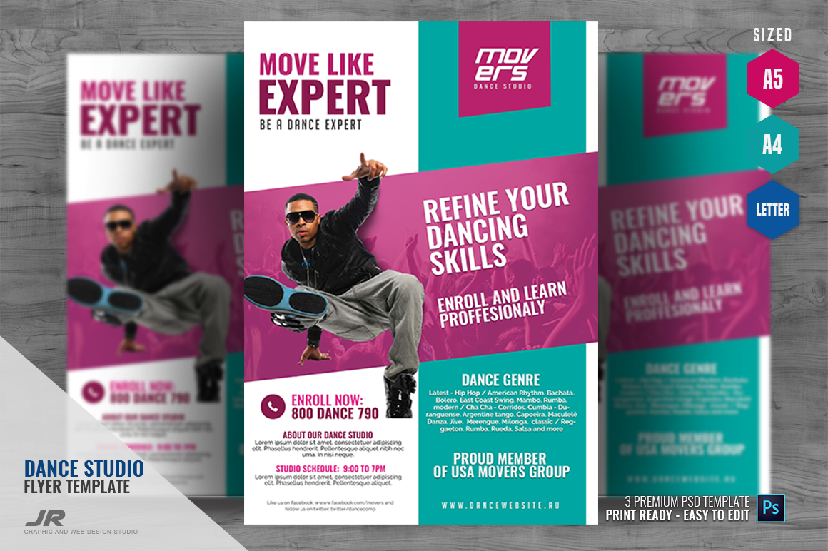 Dance Class and Studio Promo Flyer, a Flyer Template by PSDPixel
