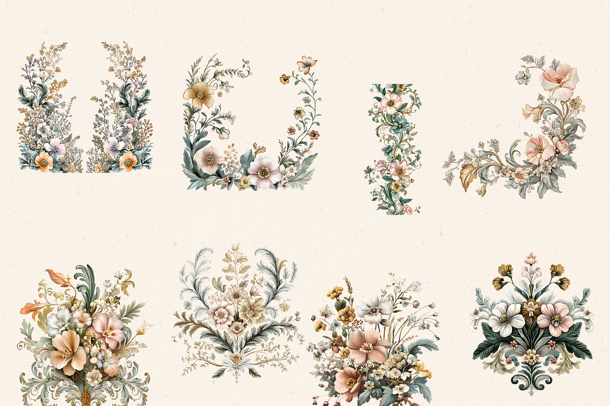 REGENCY ERA SAGE AND PINK FLORALS, a Decorative Illustration by Daring ...