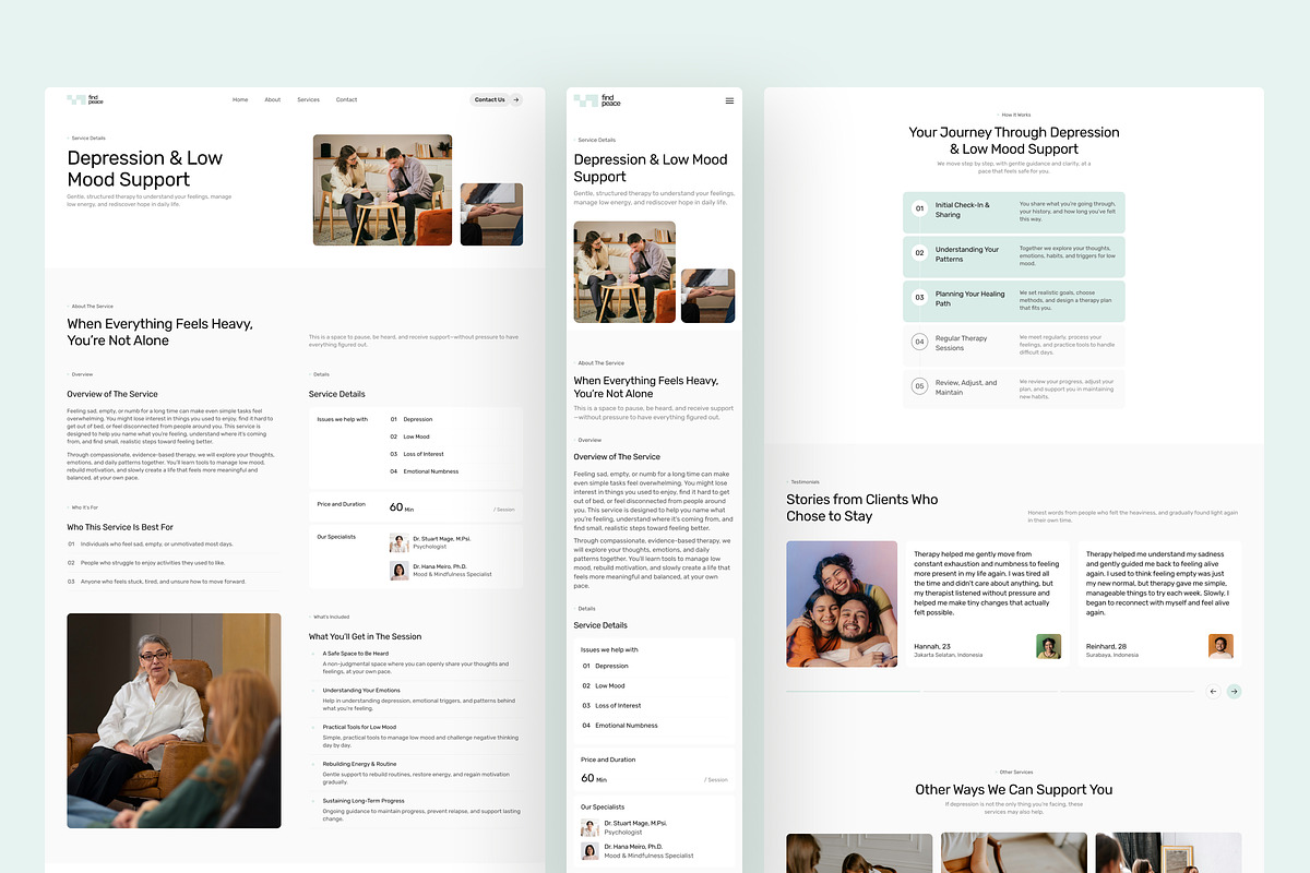 Mental Health Website UI Figma, an UI Kit Template by peterdraw