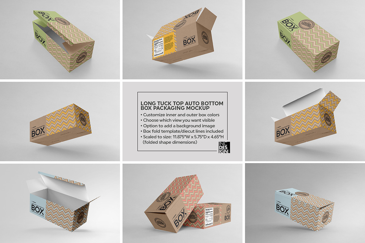 Long Top Tuck Auto Bottom Box Mockup, a Cups & Container Mockup by ...