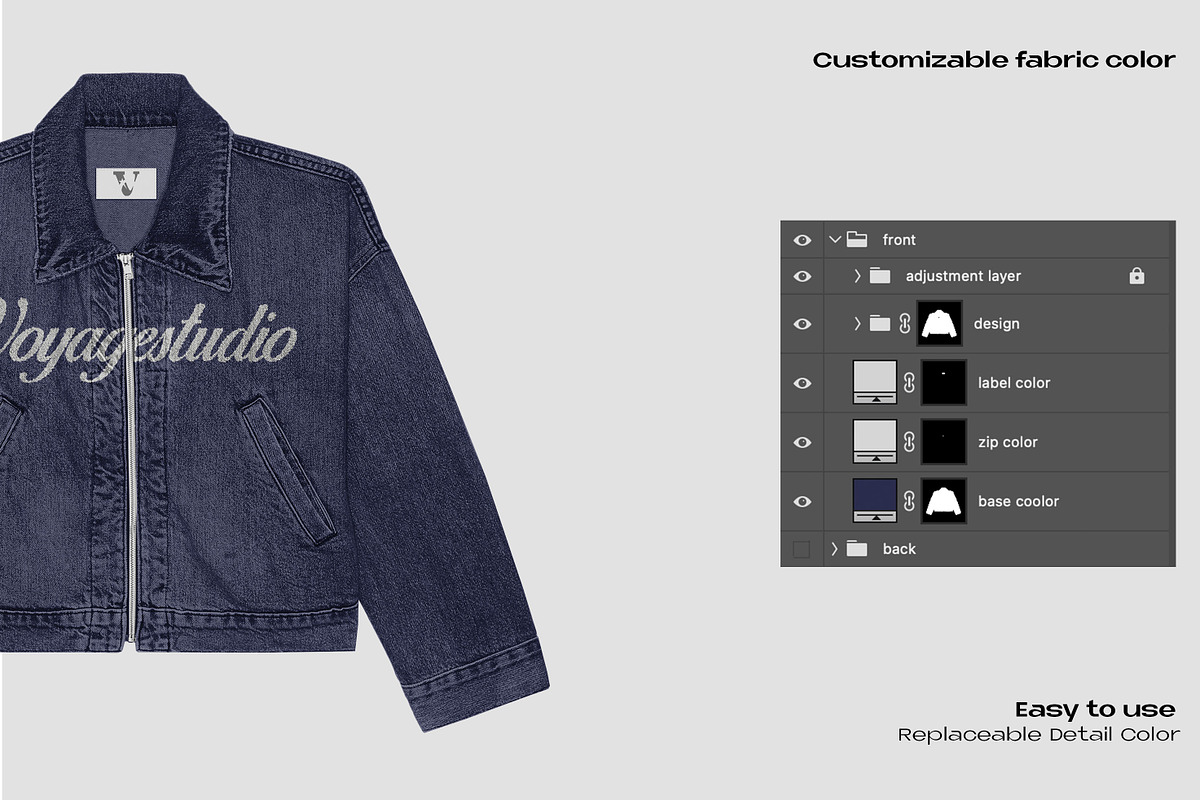 Denim jacket mockup, an Apparel Mockup by Voyage Studio