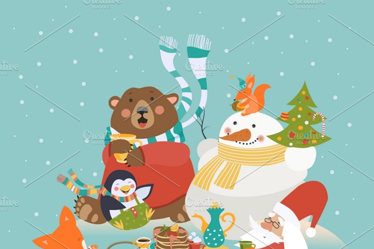 Cute animals celebrating Christmas, an Illustration by masastarus ...
