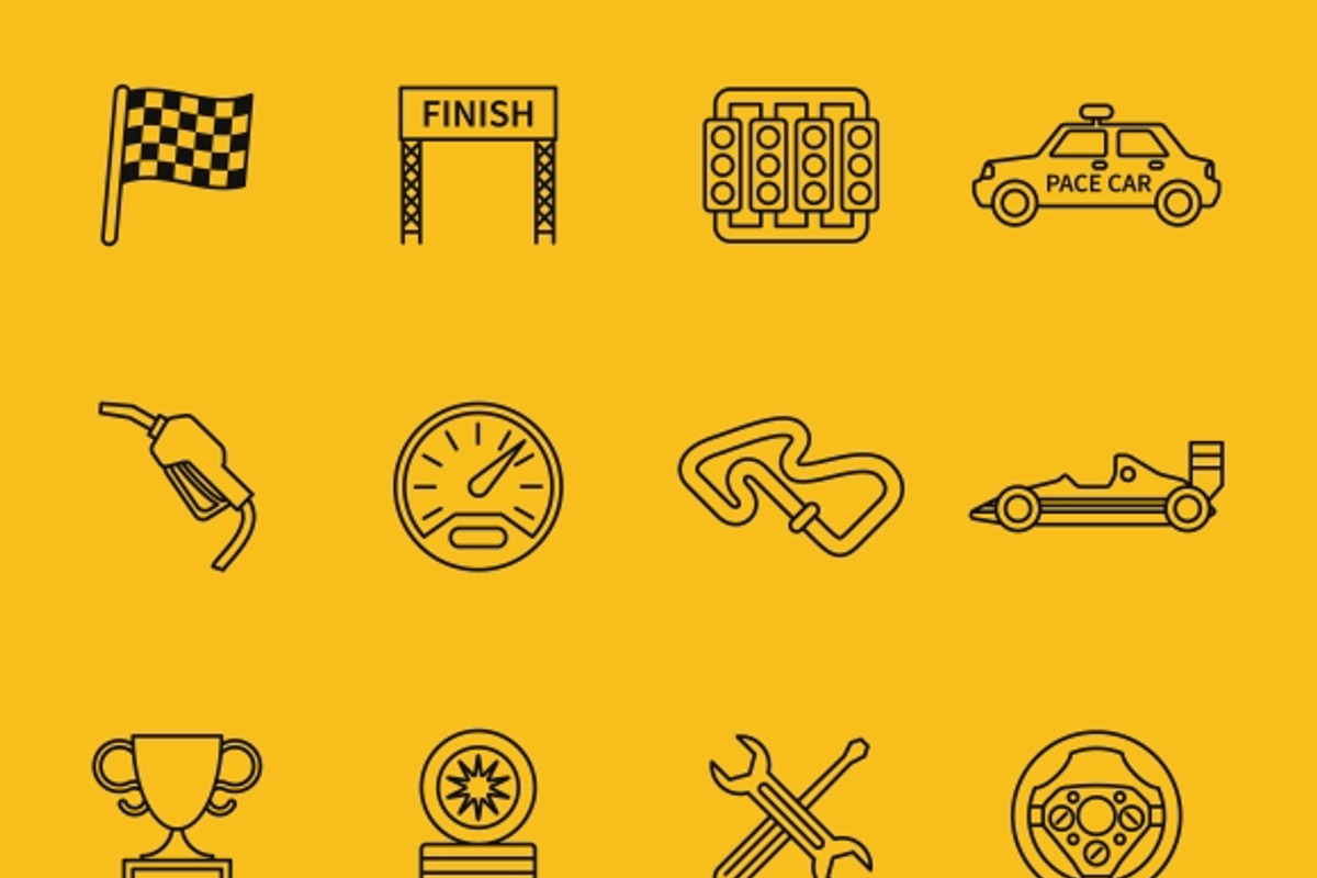Race flag and line racing icons, a Graphic by Microvector