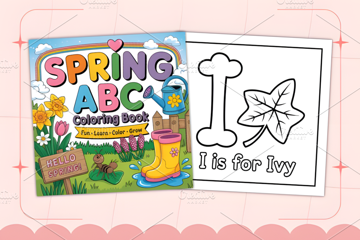 ABC Spring Coloring Book for Kids, a Decorative Illustration by Ink Gallery