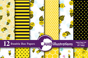 Bumblebee Digital Papers, AMB-916, a Pattern Graphic by AMBillustrations