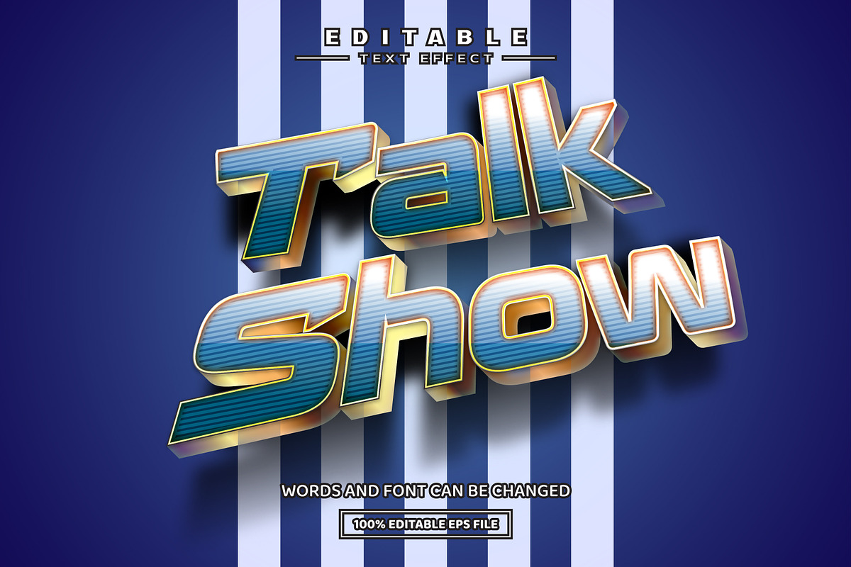 Talk show 3D editable text effect | Creative Market