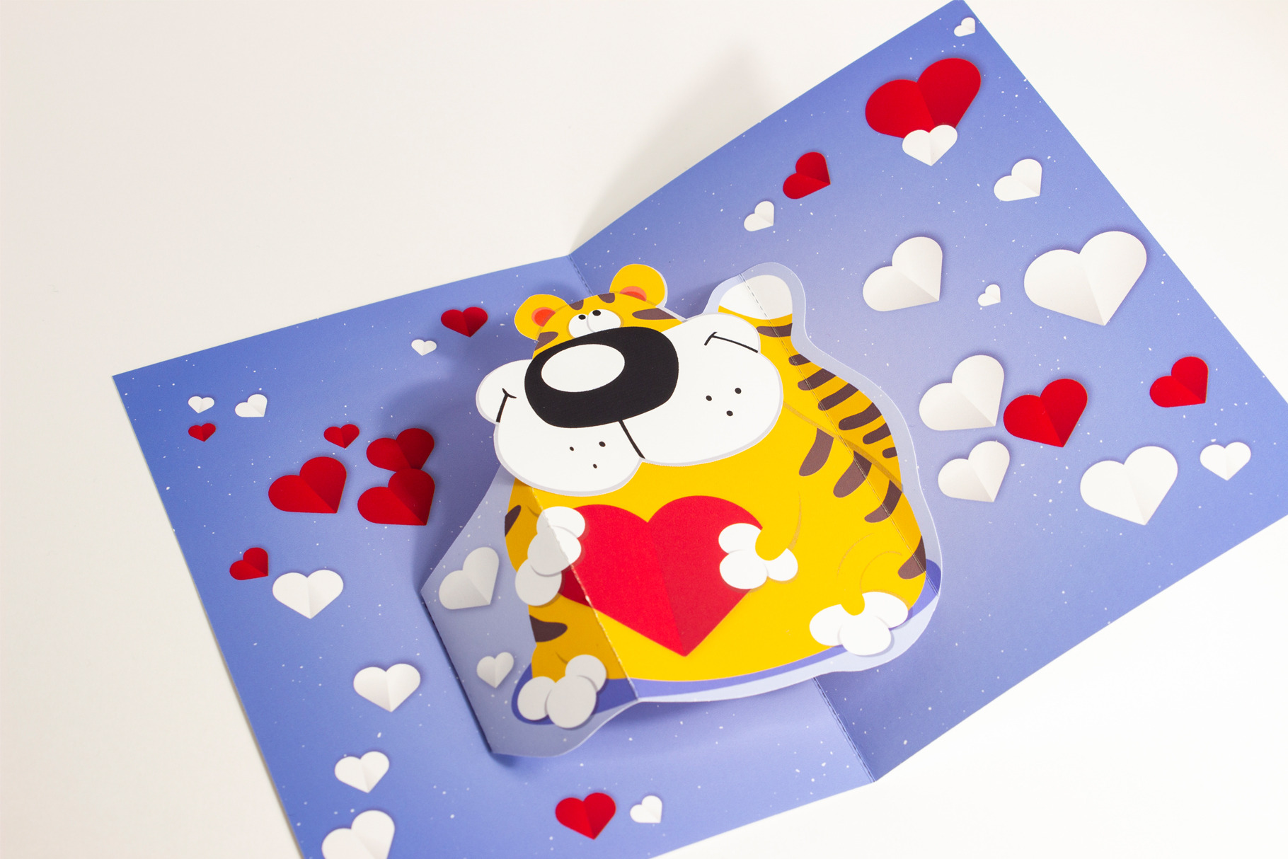 Tiger with Heart DIY Pop Up Card, a Card Template by Nuoka Creative