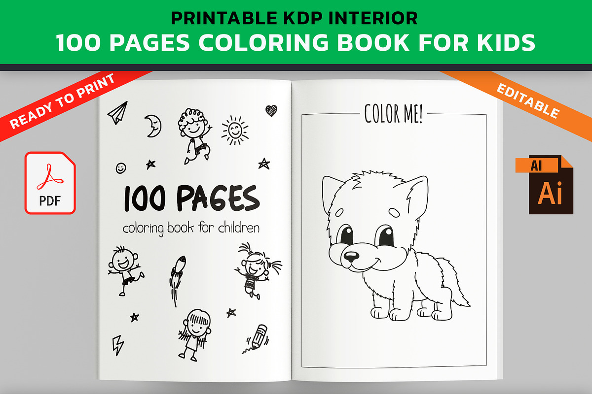 100 Pages Coloring Book for Kids