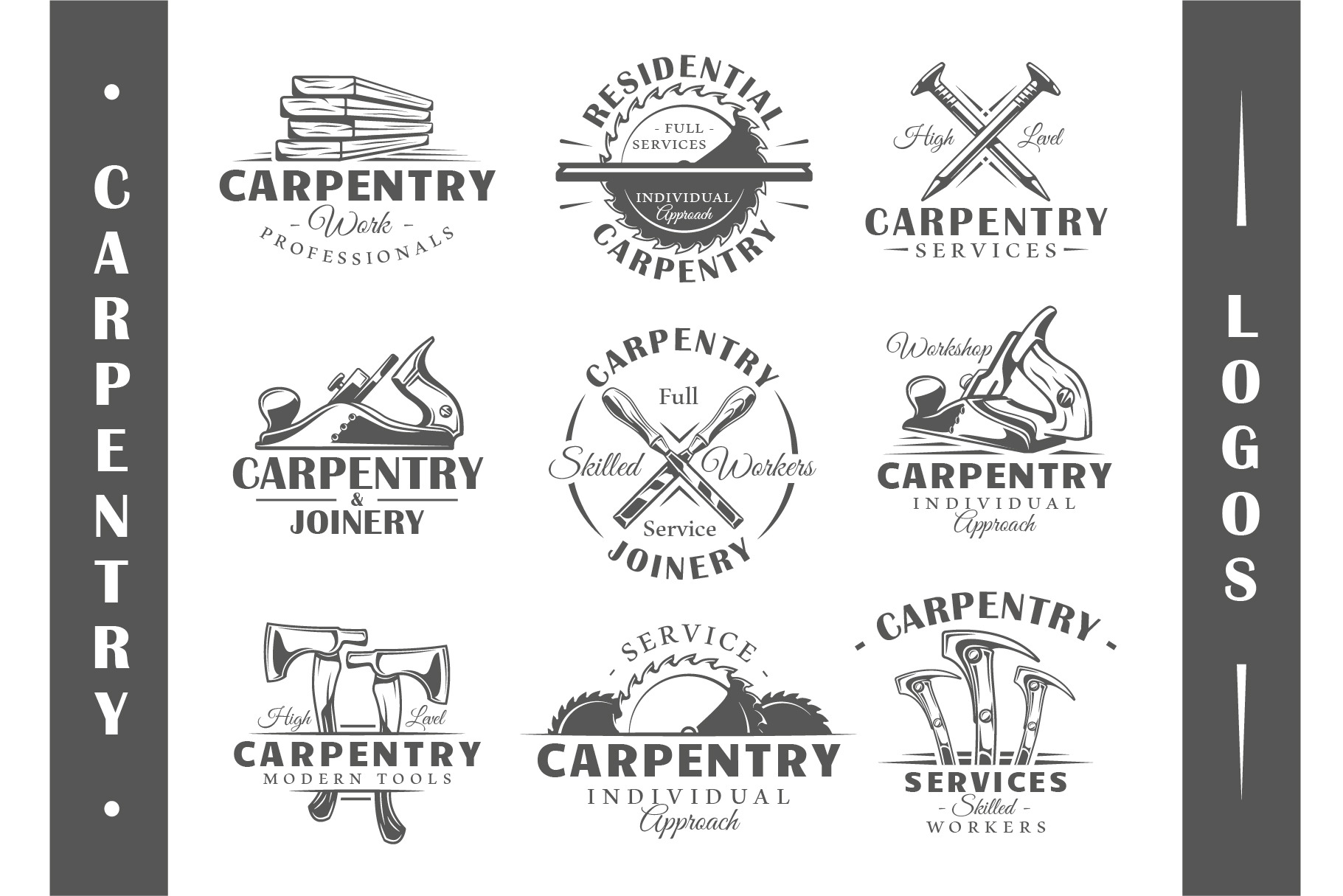 9 Modern Carpentry Logos Vol.1, a Branding & Logo Template by Art Design