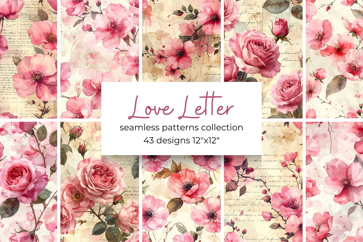 Vintage Love Letter Patterns, a Pattern Graphic by Anny Sketches