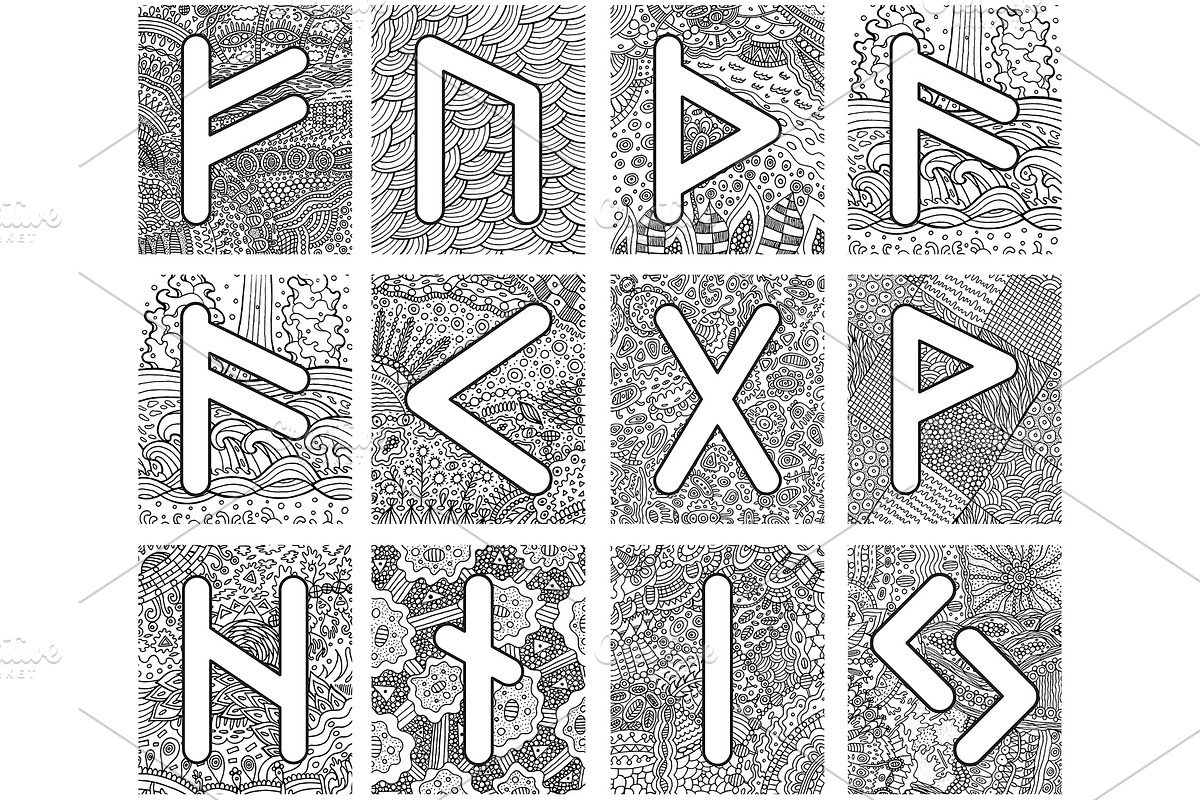 Futhark - Viking Runes Coloring Book, an Illustration by ...