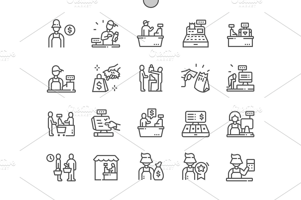 Cashier Line Icons, an Object Graphic by Palau | Creative Market