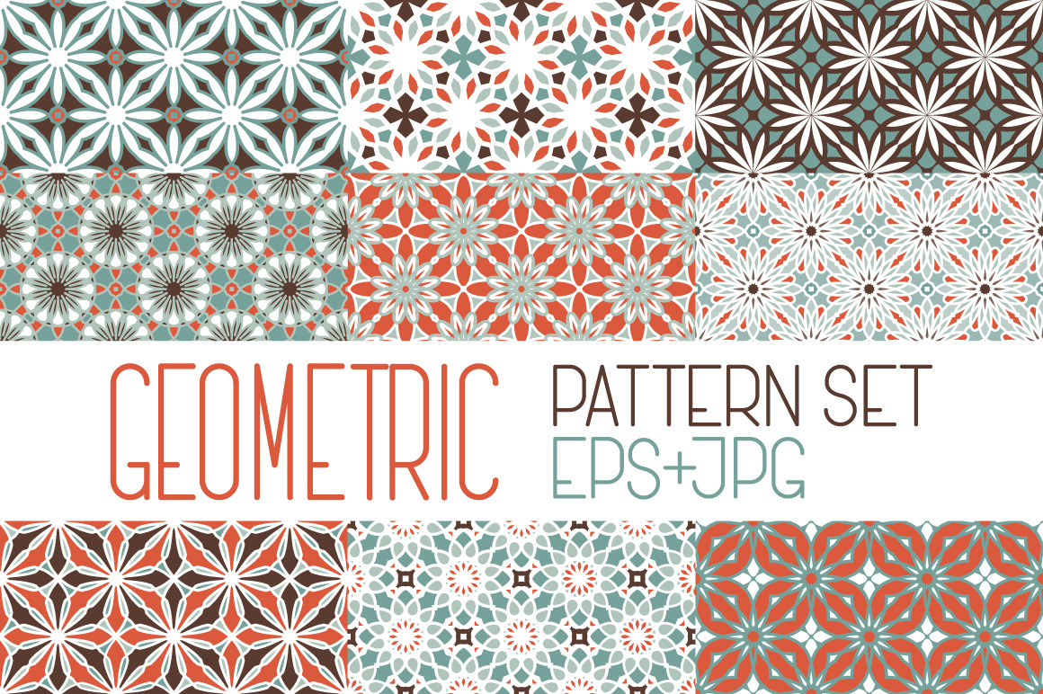 9 geometric patterns set, a Pattern Graphic by pixelwerk