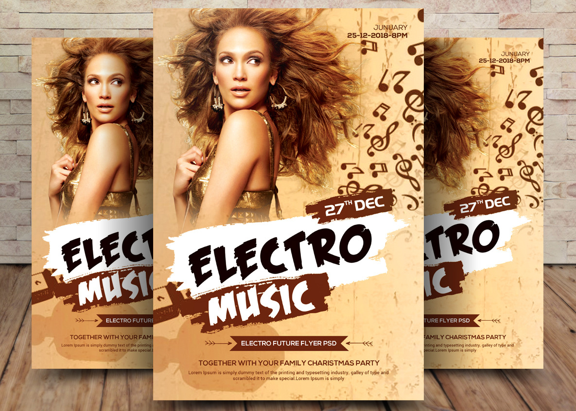 Electro Music Flyer, a Flyer Template by graphicforest