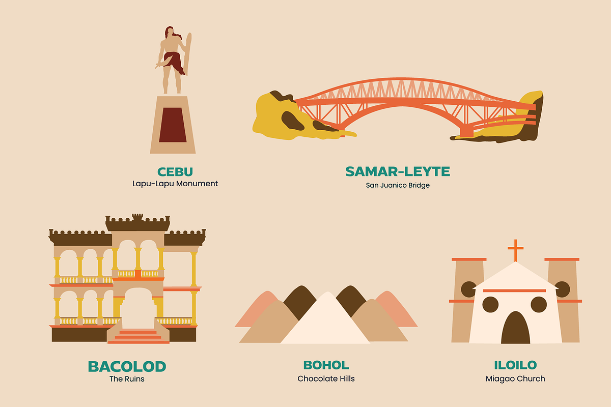 Philippine Landmark Icons - Visayas, an Illustration by The Weekend Supply