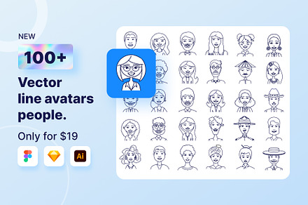 Human faces icons, an Outline Icon by Iconicbestiary