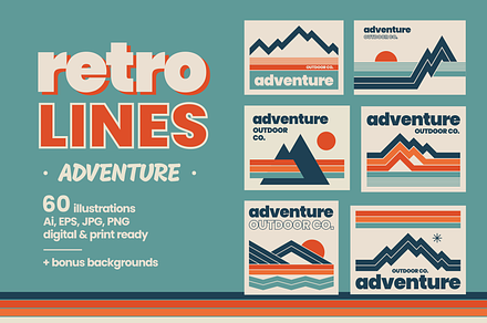 Desert adventure line illustration | Creative Market