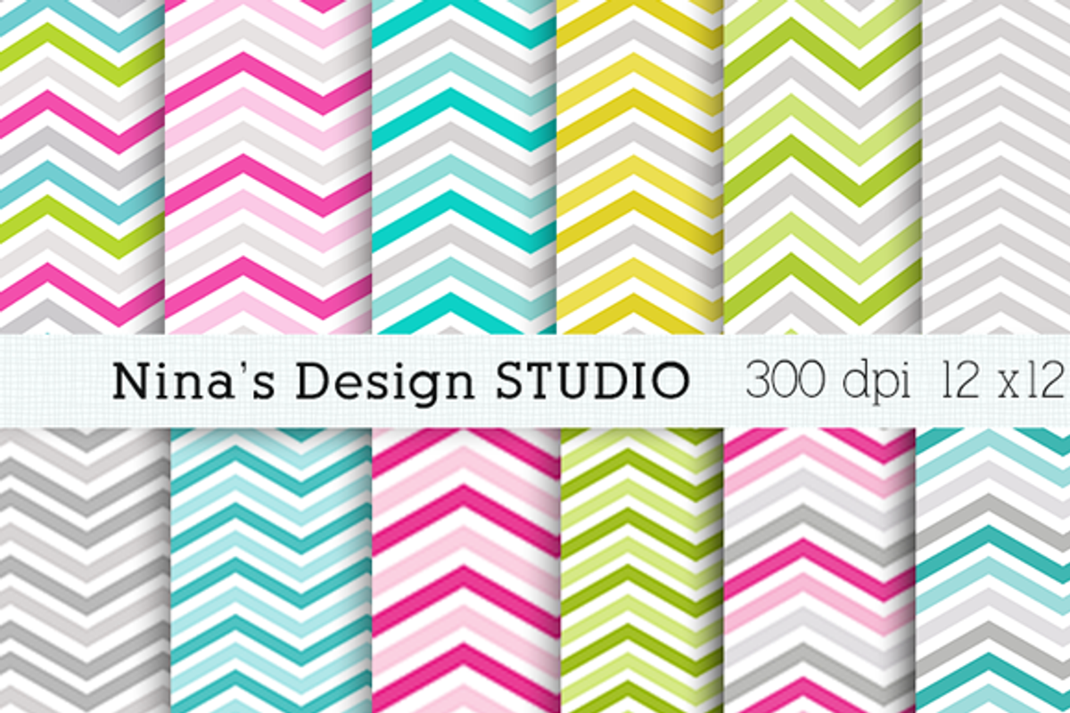 Colorful Chevron Digital Papers, a Texture Graphic by Graphics by Nina