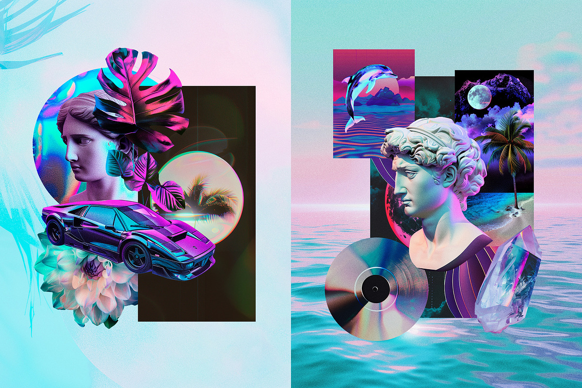 Vaporwave Collage Kit, an Object Graphic by pixelbuddha.net