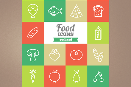 Circle food icons, an Outline Icon by miumiu
