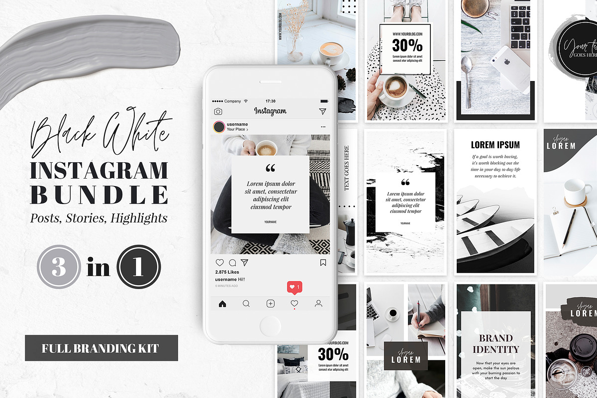 Instagram Branding Kit in Black&White
