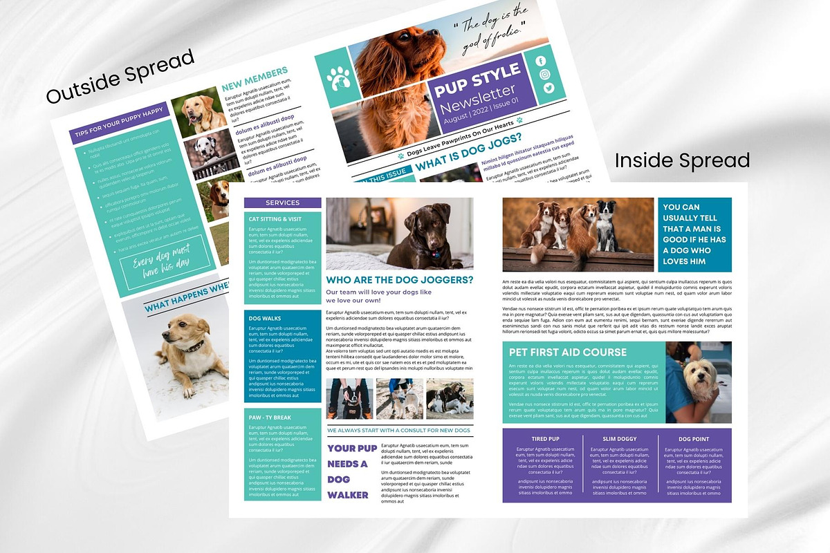 Canva newsletter template for pet dogs