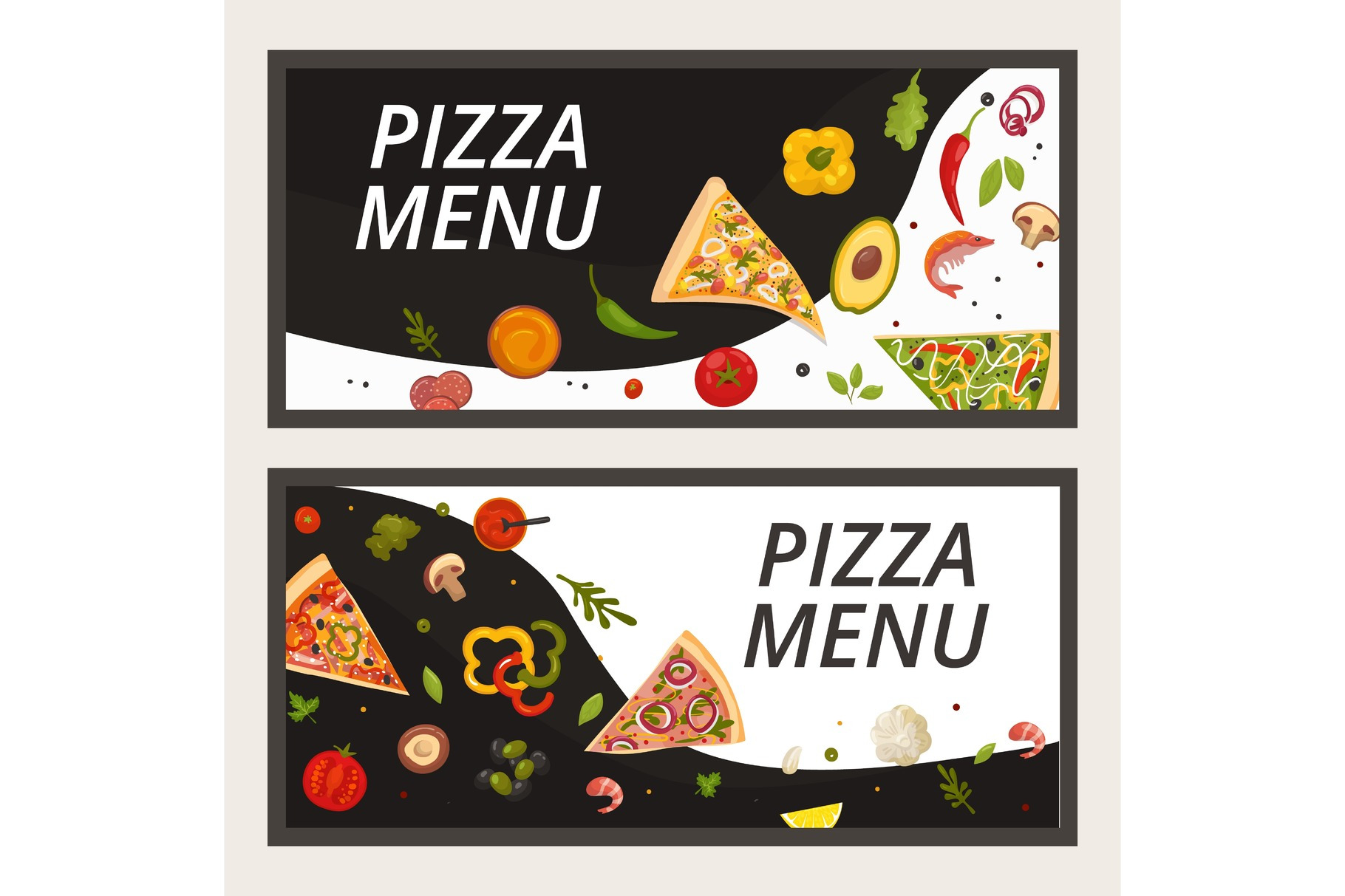 Pizza food menu for pizzeria, a Food Illustration by KitVector