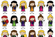 Stick Figure Students Clipart, an Illustration by PinkPueblo