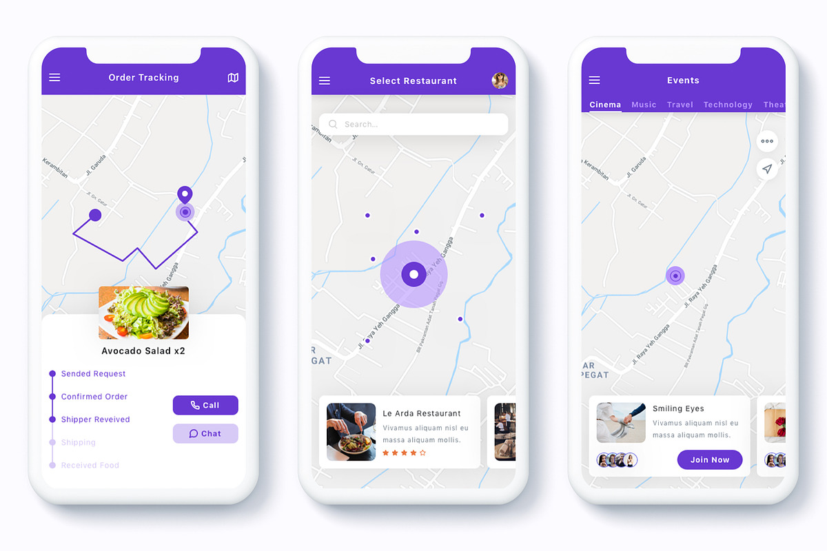 Map App UI Kit Bundle, an App Template by Betush