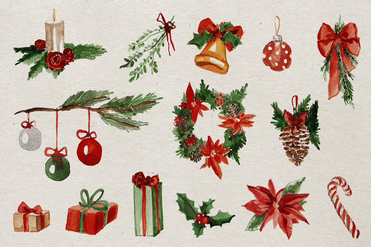 Christmas watercolor, an Illustration by Art Loft