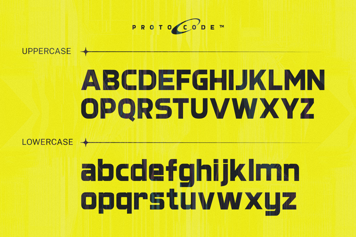 Proto Code Bold Tech Typeface Font, a Sans Serif Font by Vadovastd