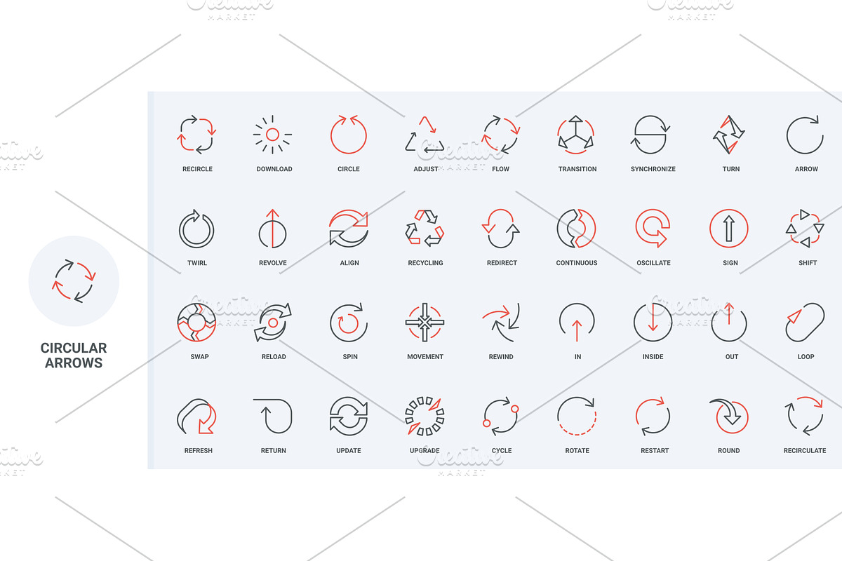 Circular curved cycle arrows icons, an Object Illustration by Lemberg ...